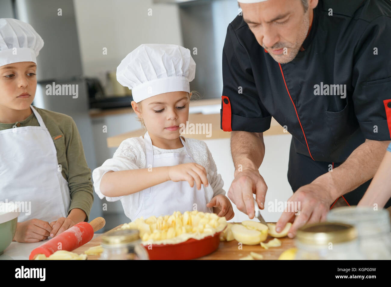 Pastry class with kids little chefs Stock Photo - Alamy