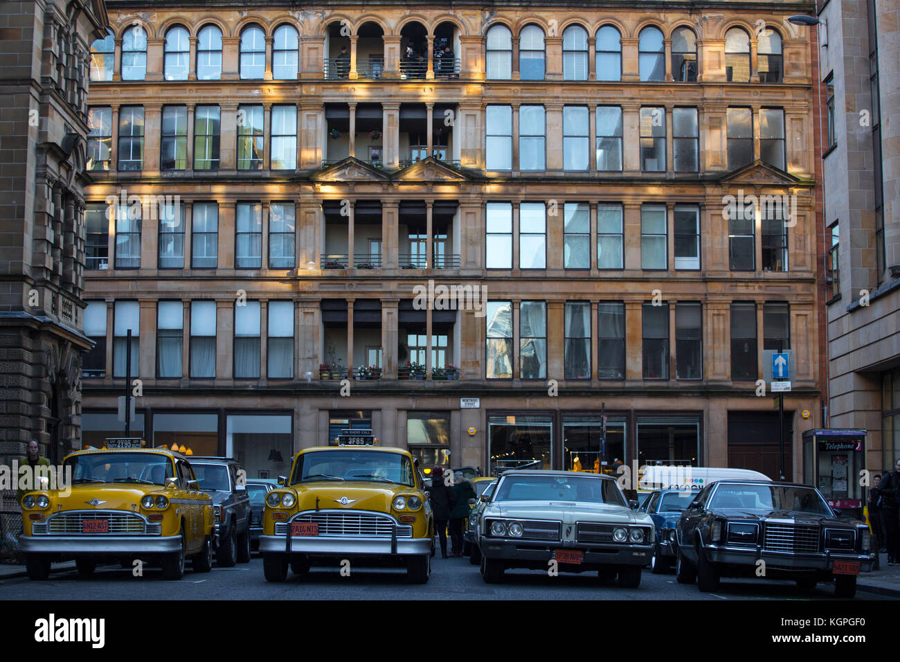 Filming in Glasgow for new TV show on Sky, Melrose. Car waiting to be ...