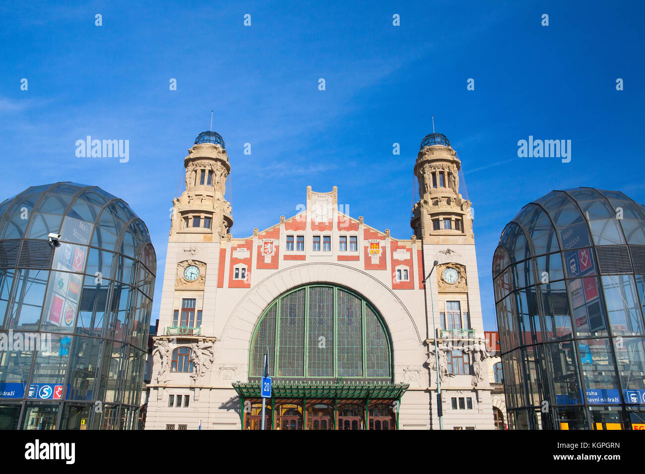 Prague, Czech Republic - May 10, 2017: Prague central train station. It ...
