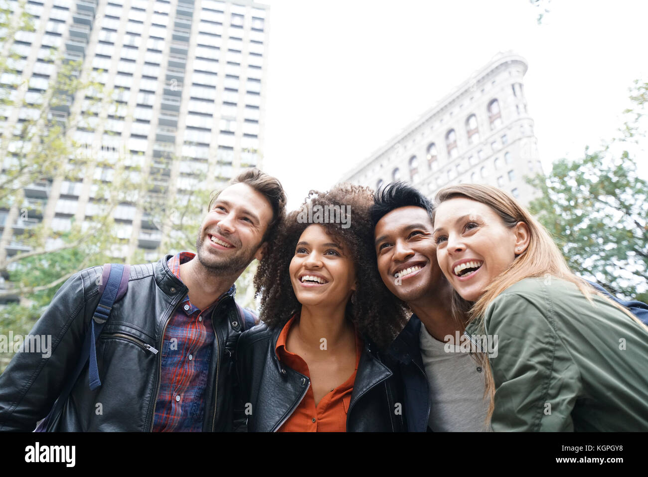 Portrait of multi-ethnic friends in New york Stock Photo - Alamy