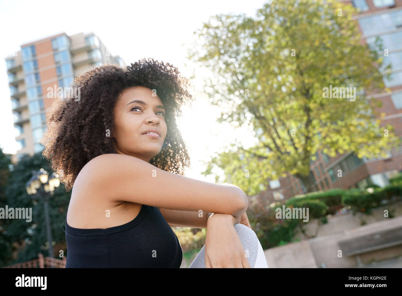 Portrait of fitness girl in training outfit Stock Photo - Alamy