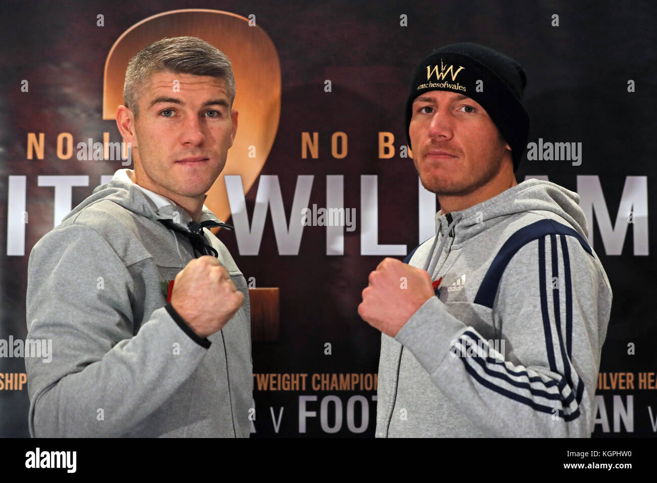 Liam Smith (left) and Liam Williams go head to head during a press ...