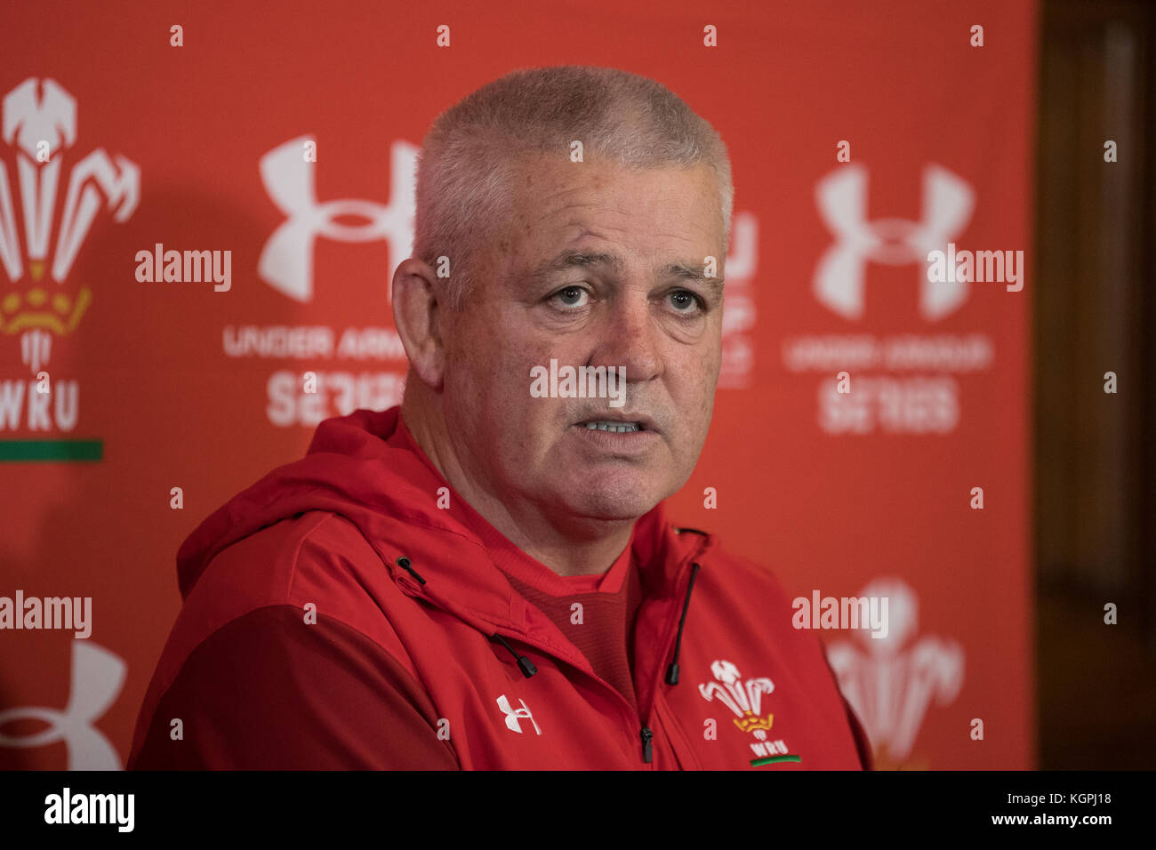 Wales' head coach Warren Gatland during the press conference at the ...