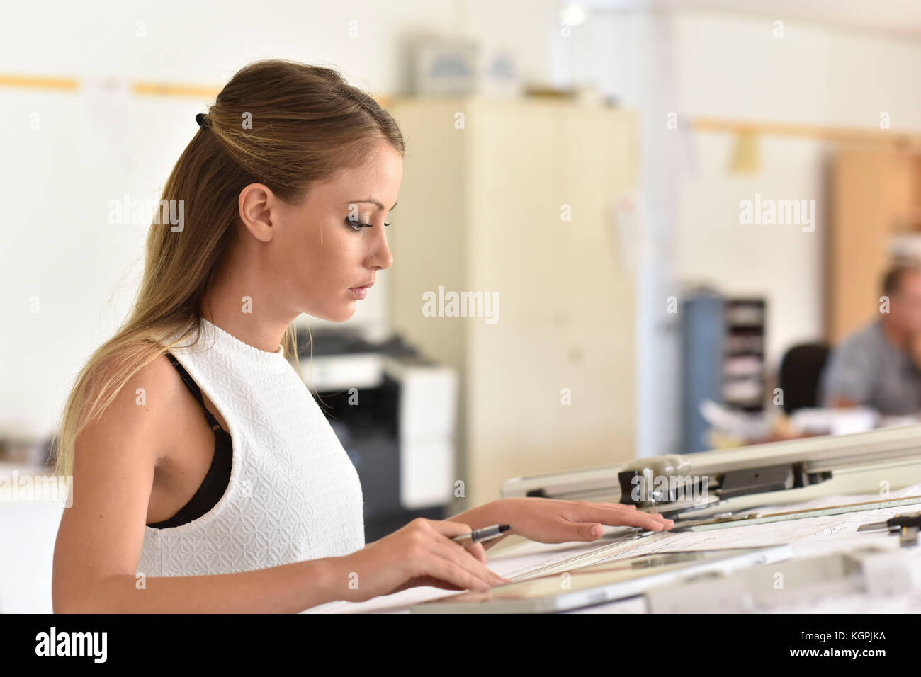 Student girl in engineering training, design office Stock Photo - Alamy