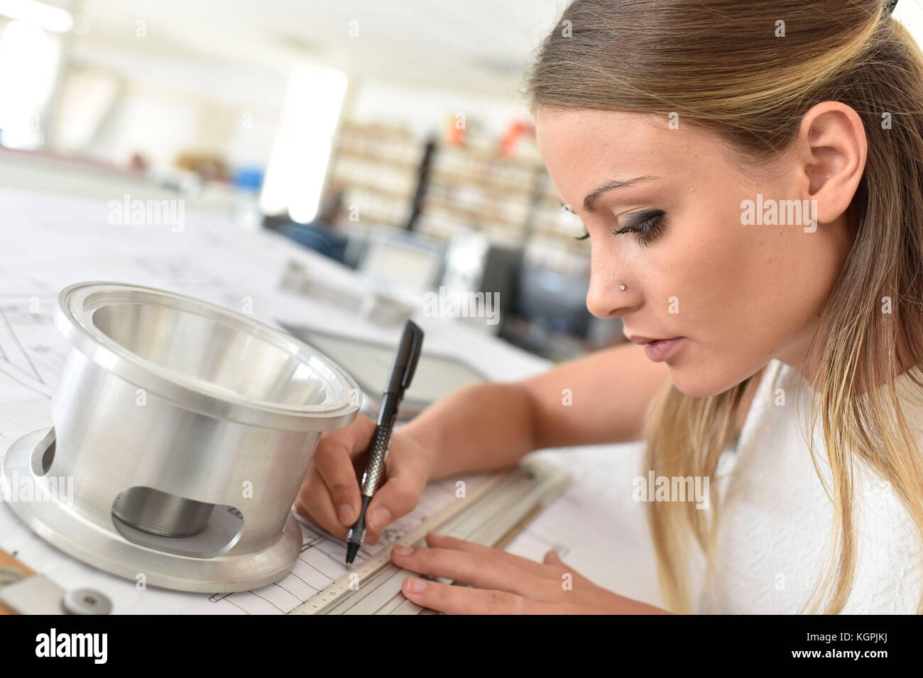 Student girl in engineering training, design office Stock Photo - Alamy