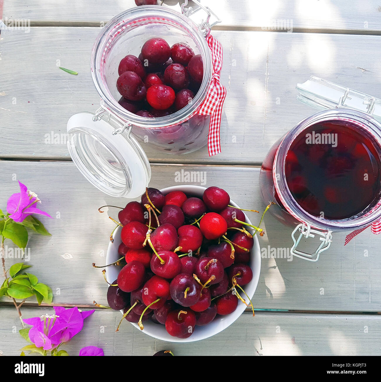 Cherry brandy in jar hi-res stock photography and images - Alamy
