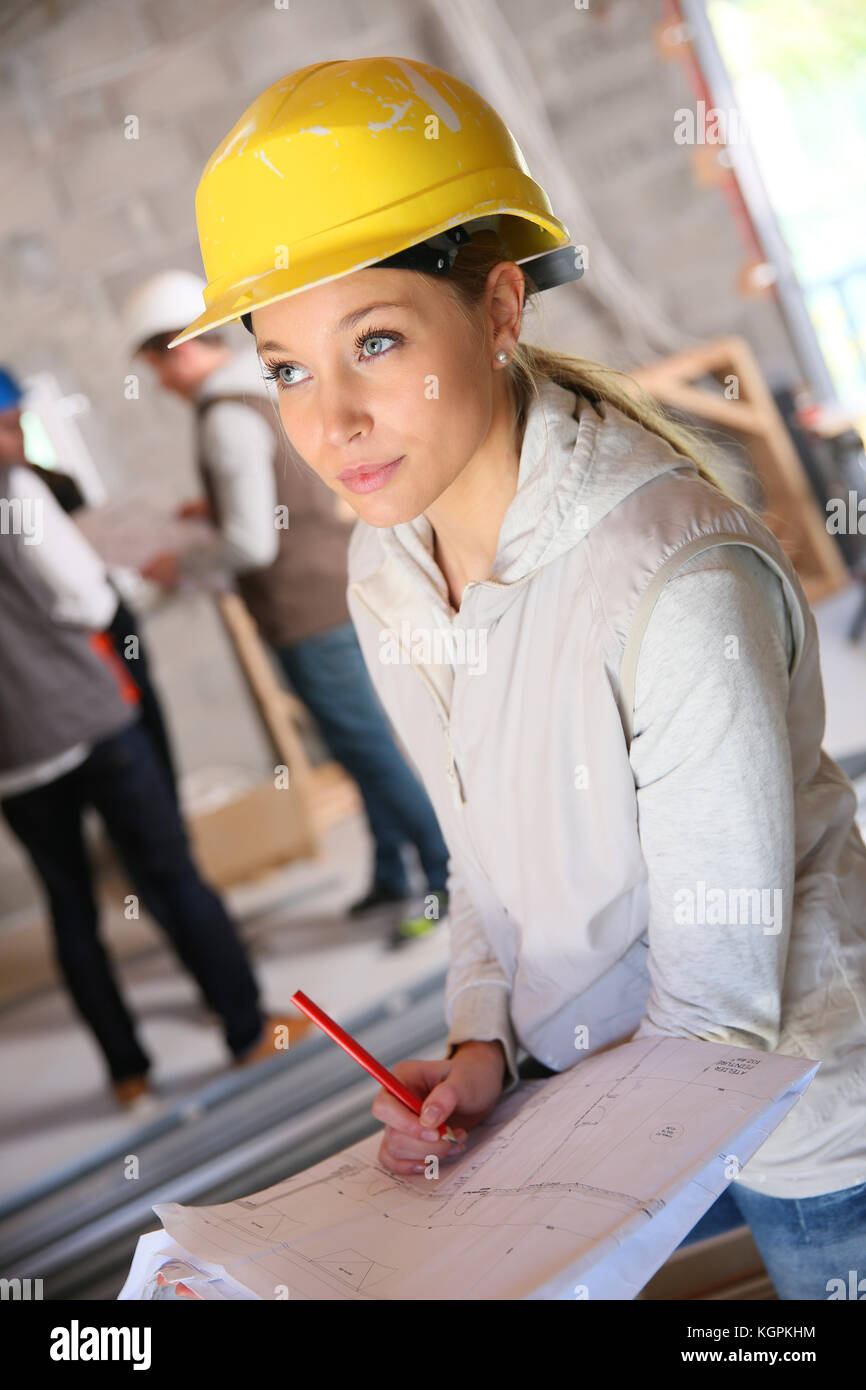 Young woman in construction professional training Stock Photo - Alamy