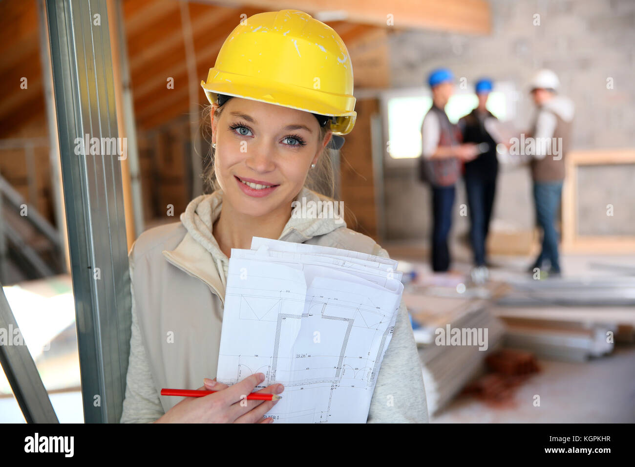 Young woman in construction professional training Stock Photo - Alamy