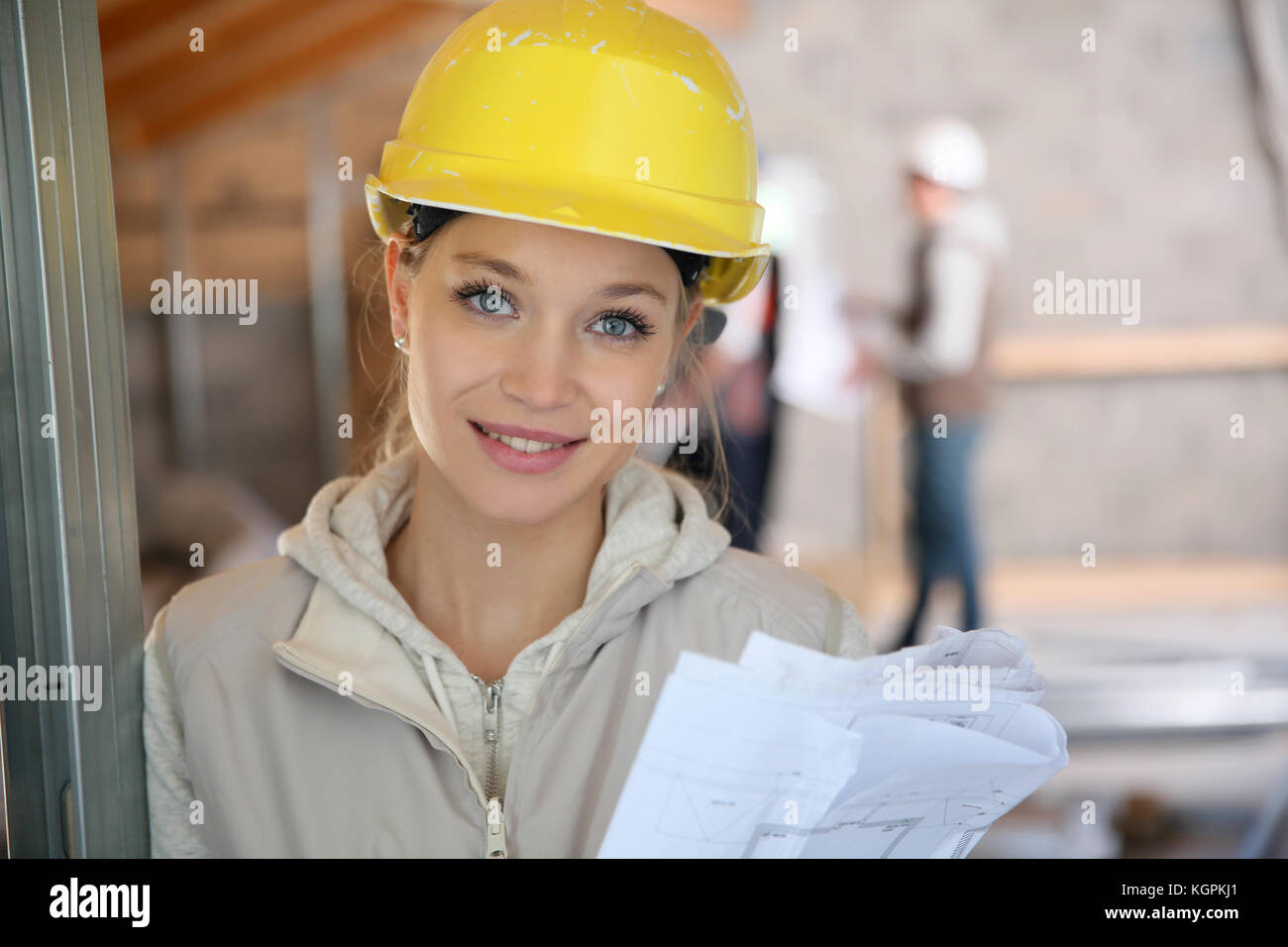 Young woman in construction professional training Stock Photo - Alamy
