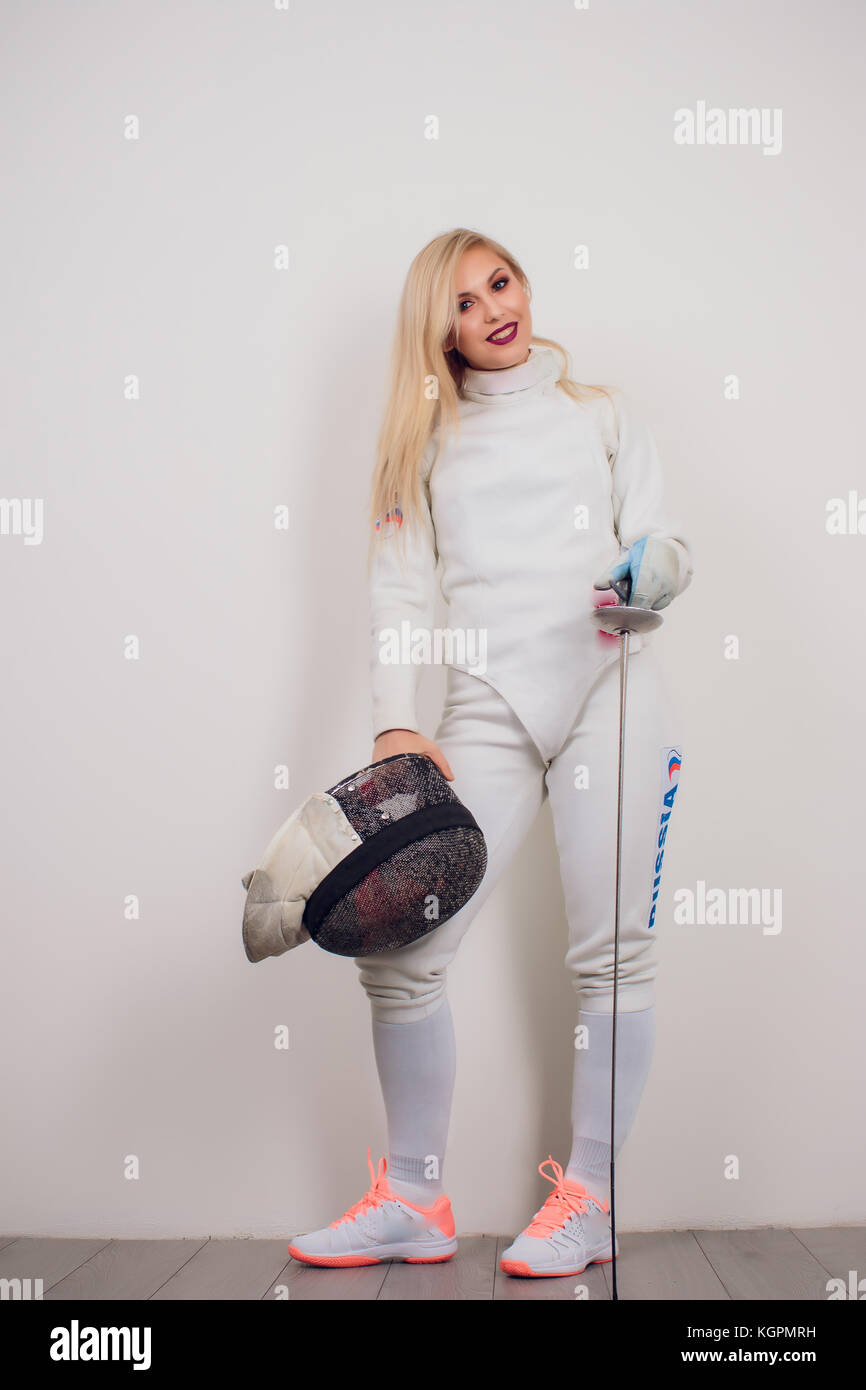 Man woman practicing fencing hi-res stock photography and images - Alamy
