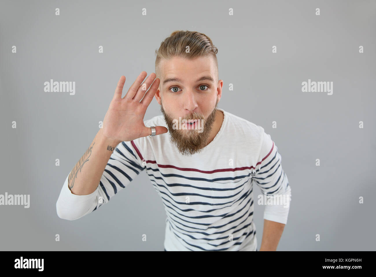 Man with astonished look, isolated Stock Photo - Alamy