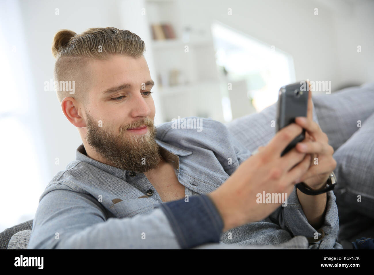 Man Sending Text Message High Resolution Stock Photography and Images ...