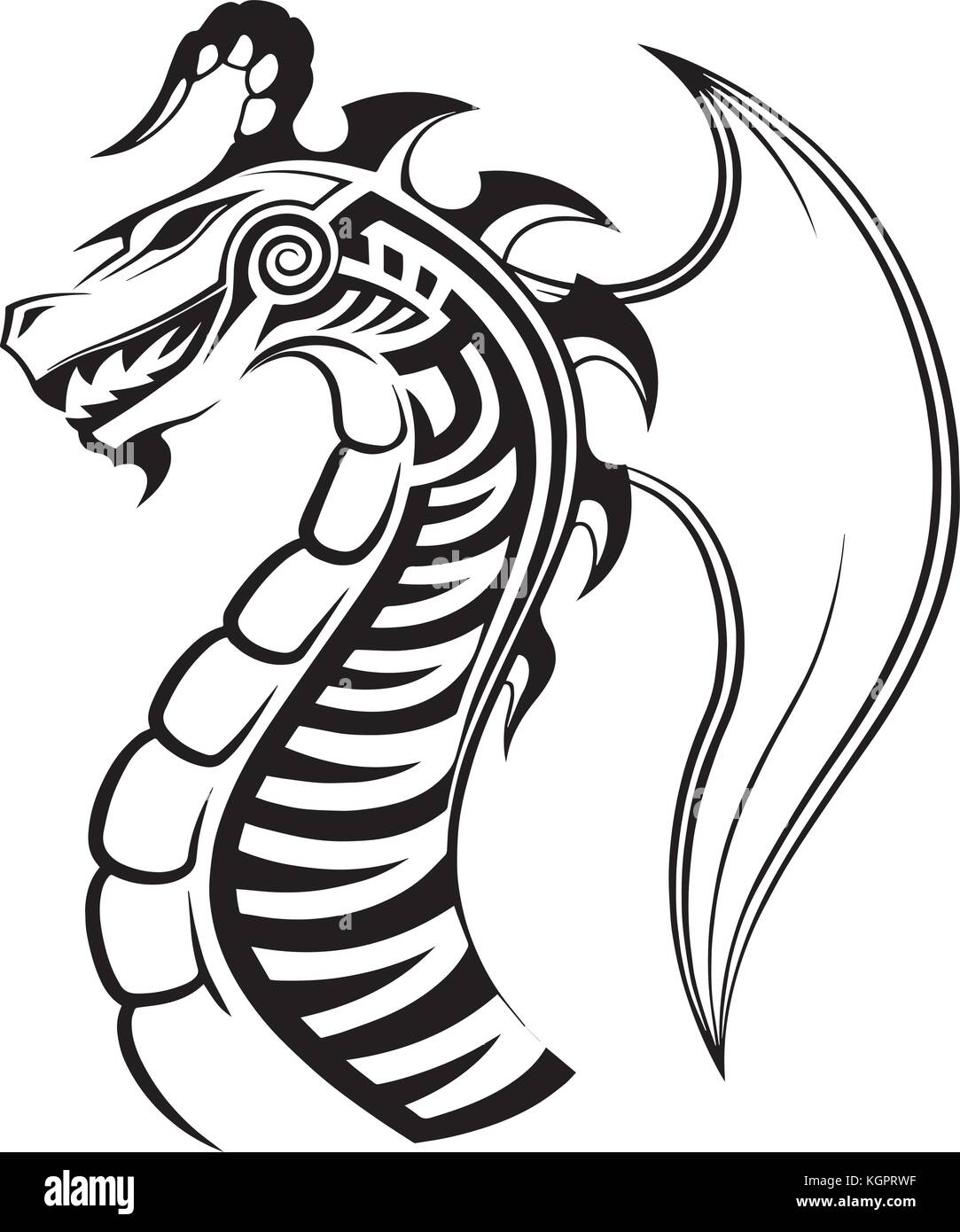 Tribal Chinese Dragon Head