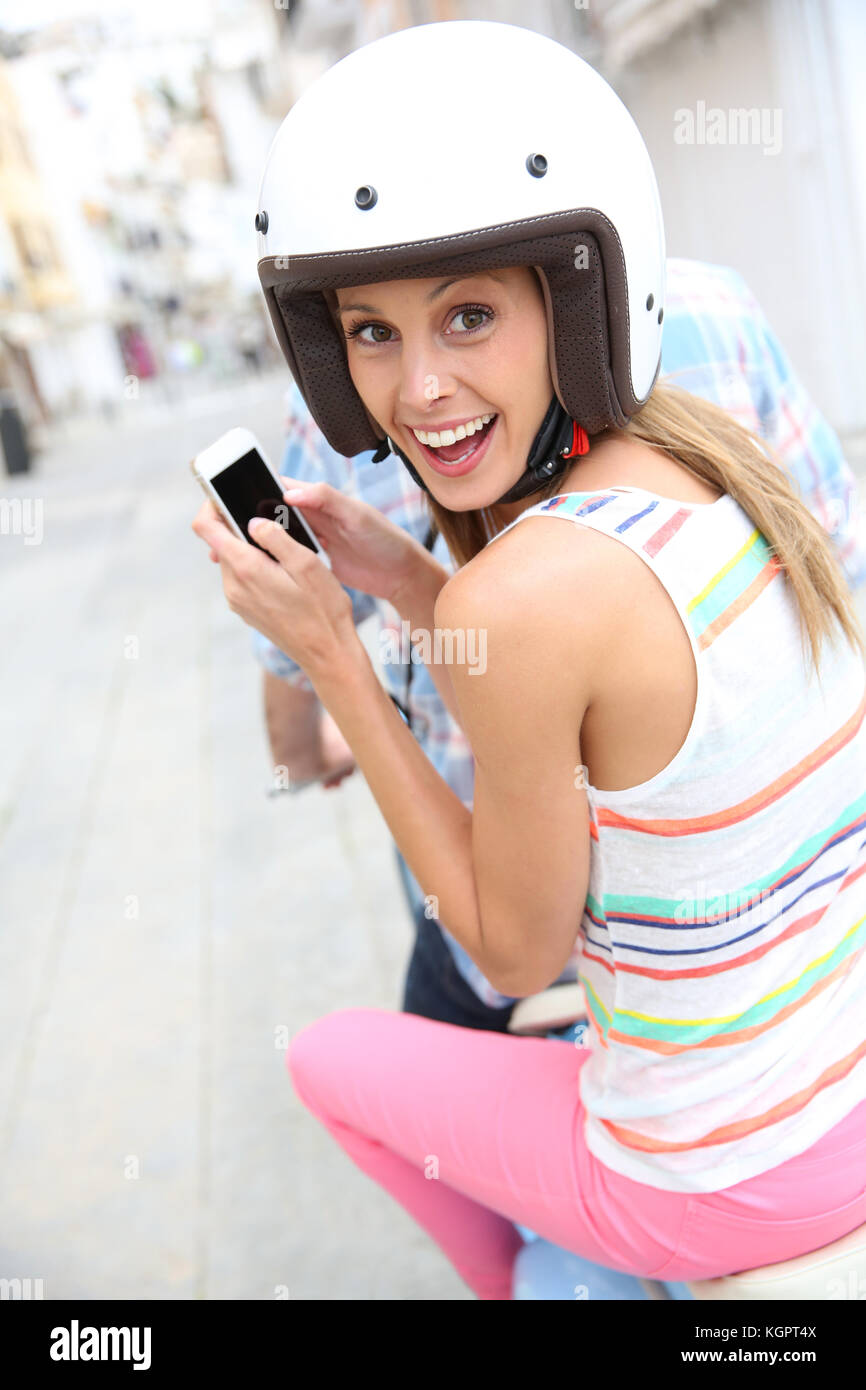 Girl riding motorcycle hi-res stock photography and images - Alamy
