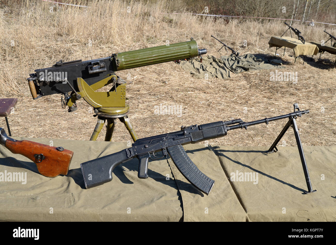 Military weapons ready to use at a military training ground Stock Photo ...