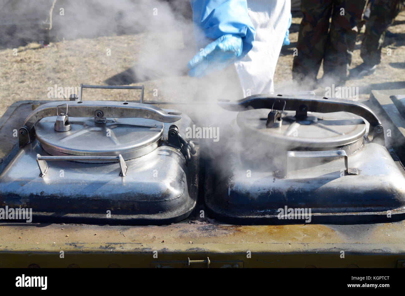 Field kitchen during the war gave the soldiers a warm meal Stock Photo ...