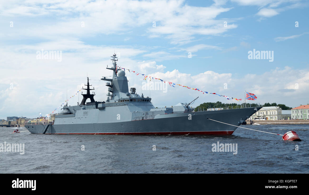 The cruiser has a high technical and combat characteristics Stock Photo ...