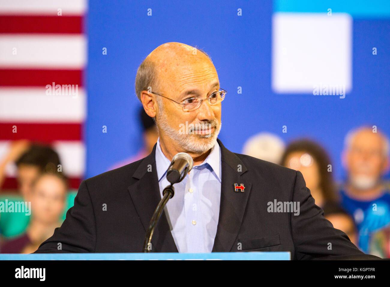 Lancaster, PA - August 30, 2016: Pennsylvania Governor Tom Wolf speaks ...