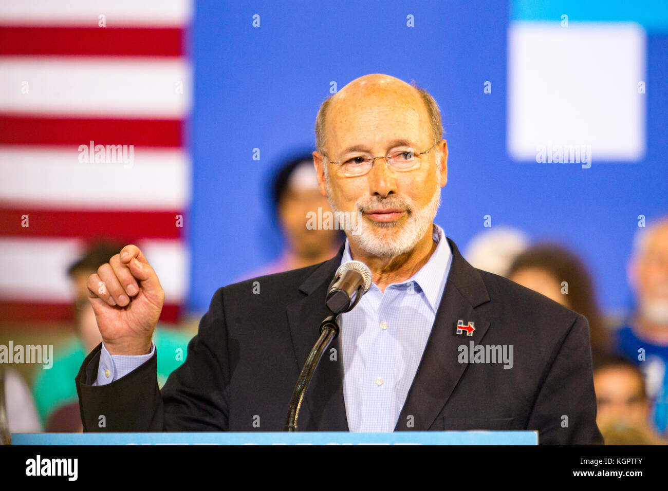 Lancaster, PA - August 30, 2016: Pennsylvania Governor Tom Wolf speaks ...