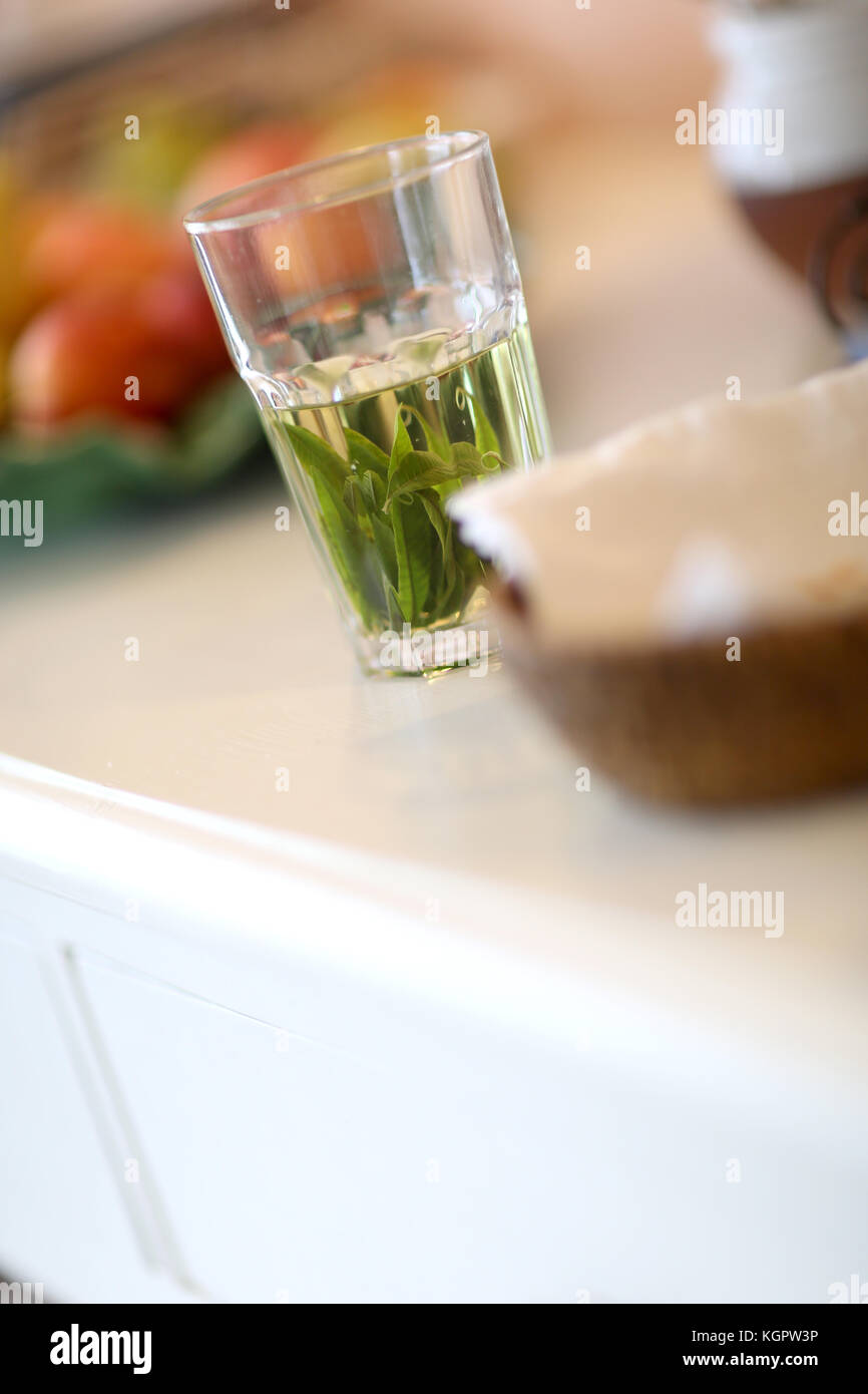 Cup of hot drink set on table Stock Photo - Alamy