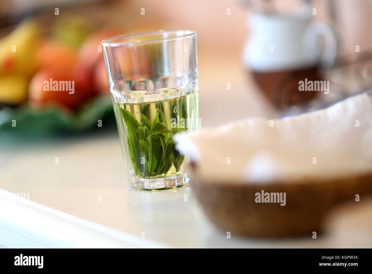 Cup of hot drink set on table Stock Photo - Alamy