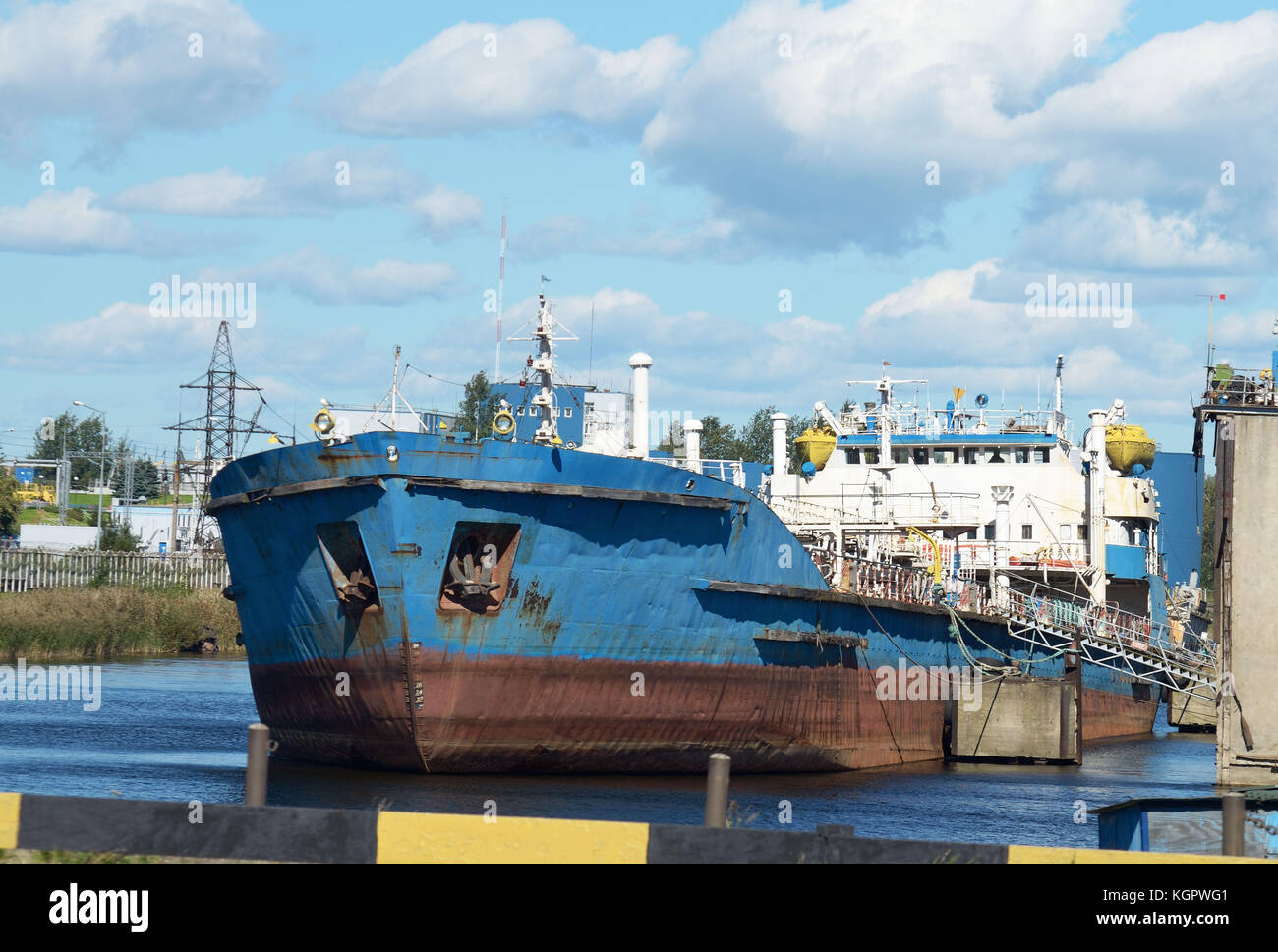 Cargo ship at berth.It is empty and will be loaded Stock Photo - Alamy