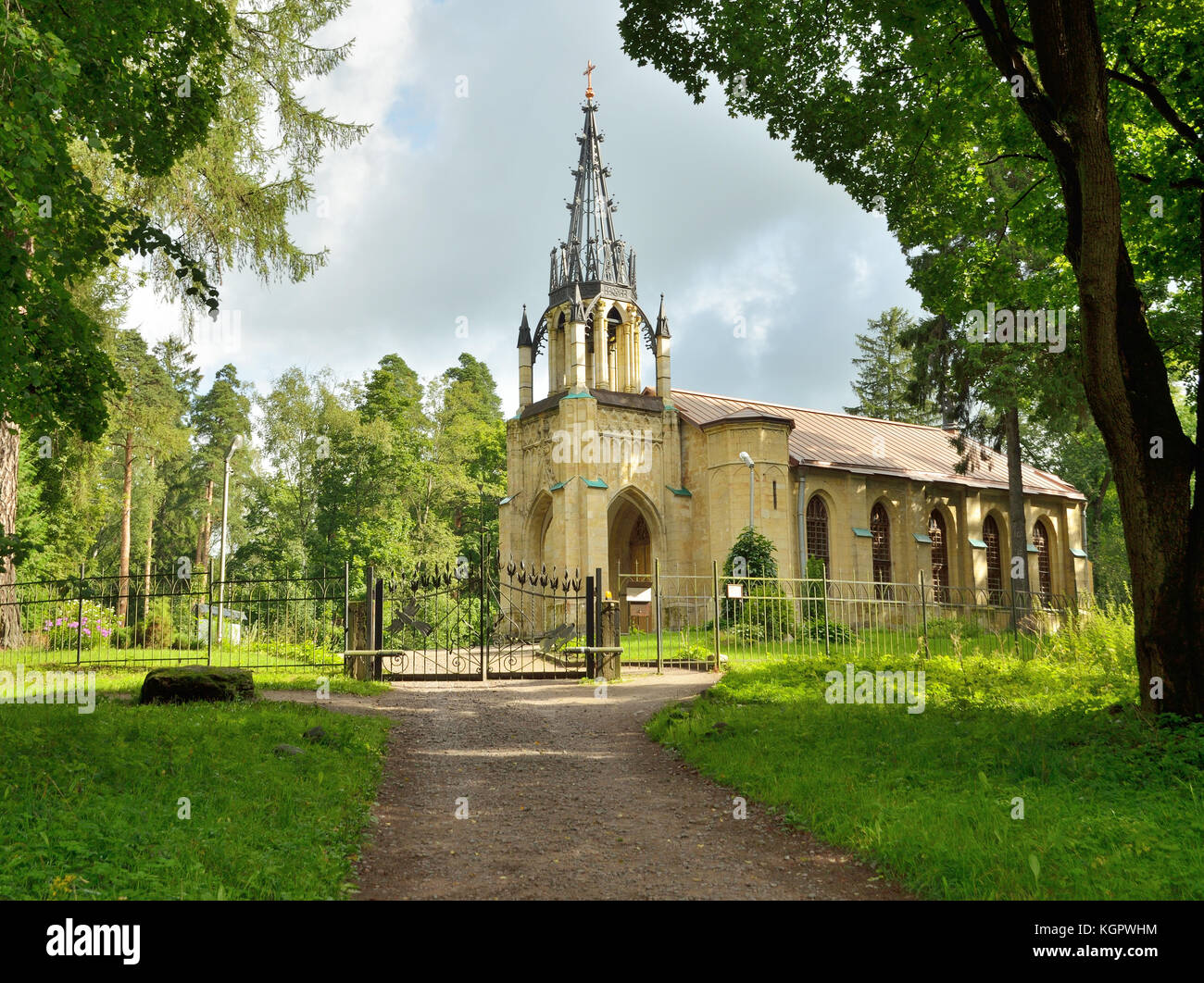 The ancient Church built in the Gothic style of architecture Stock ...