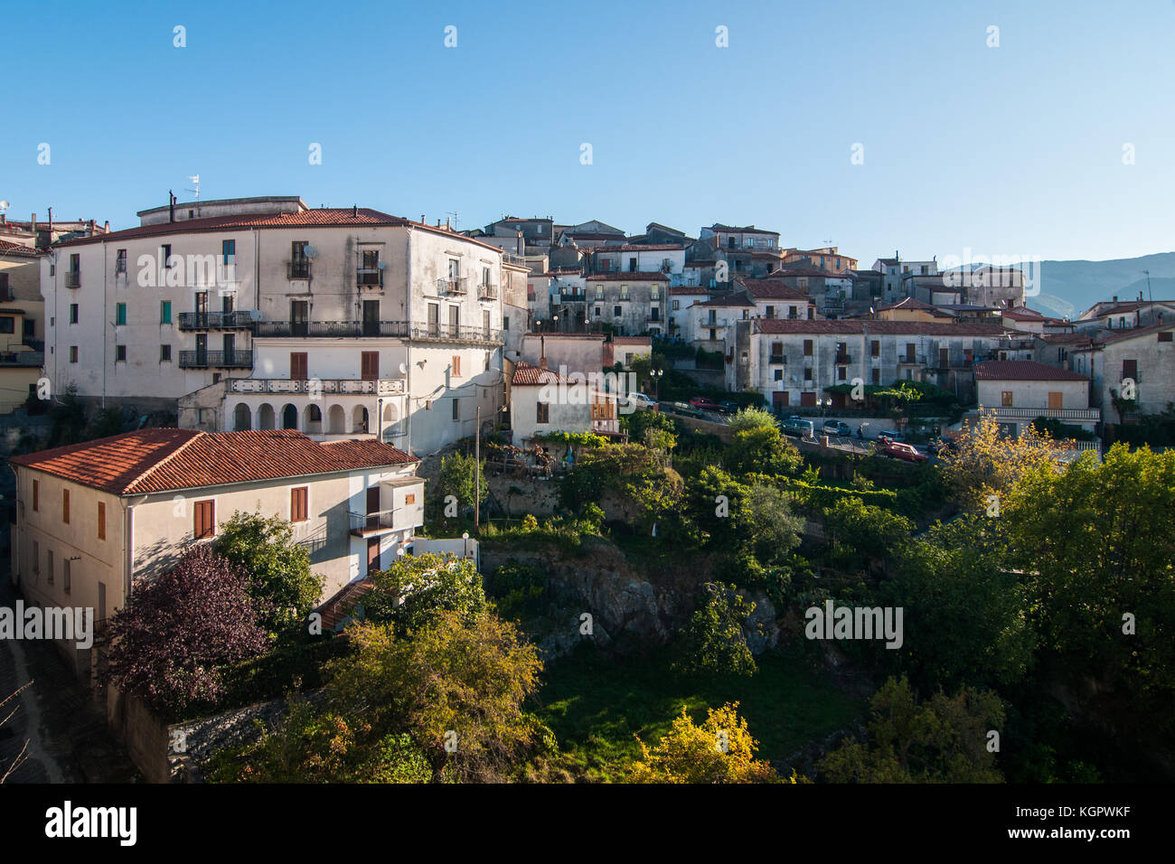 A view of the village of Aieta, Italy. Aieta (also written in Ajeta ...