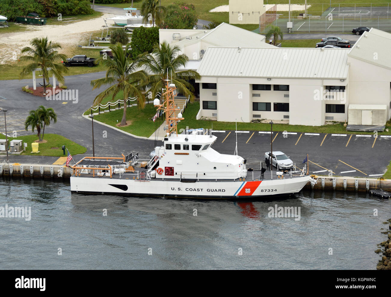 Miami, USA - December 21, 2014: US Coast Guard vessel rests between ...