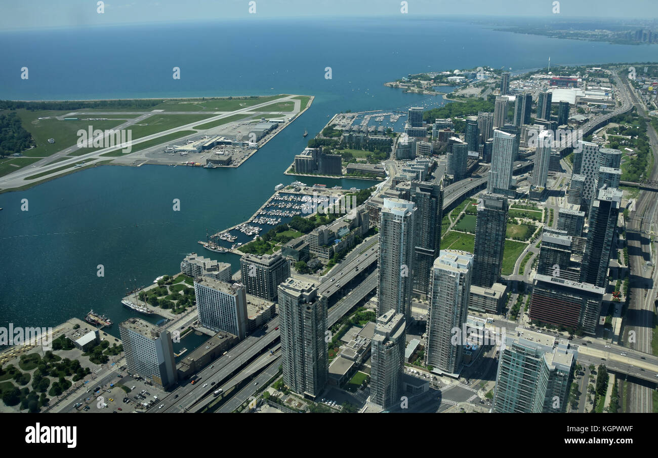 Toronto, Canada downtown and city airport seen in aerial view Stock ...
