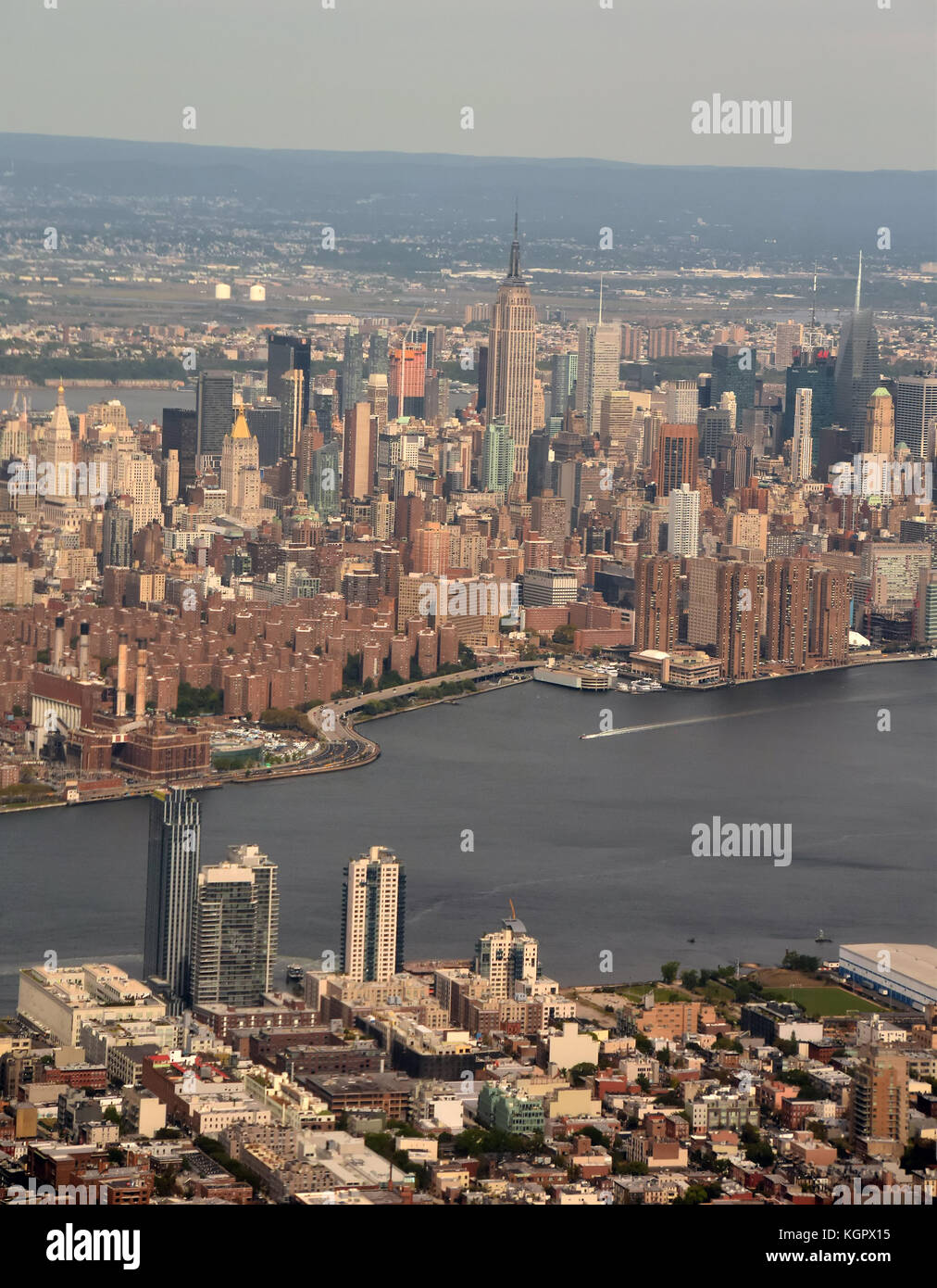 New York City aerial view with Queens and Manhattan Stock Photo - Alamy