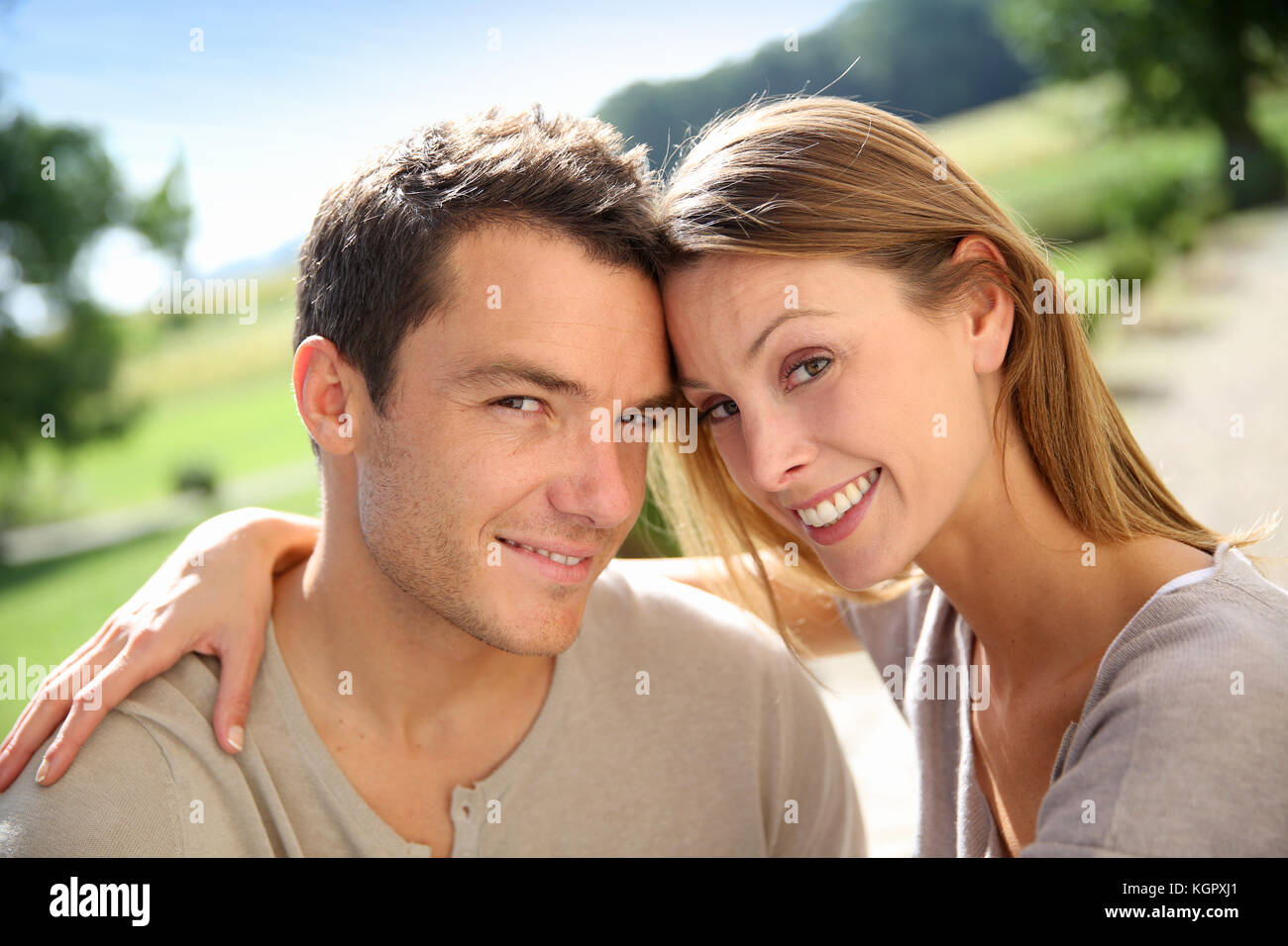 Sweet couple enjoying week-end in countryside Stock Photo - Alamy