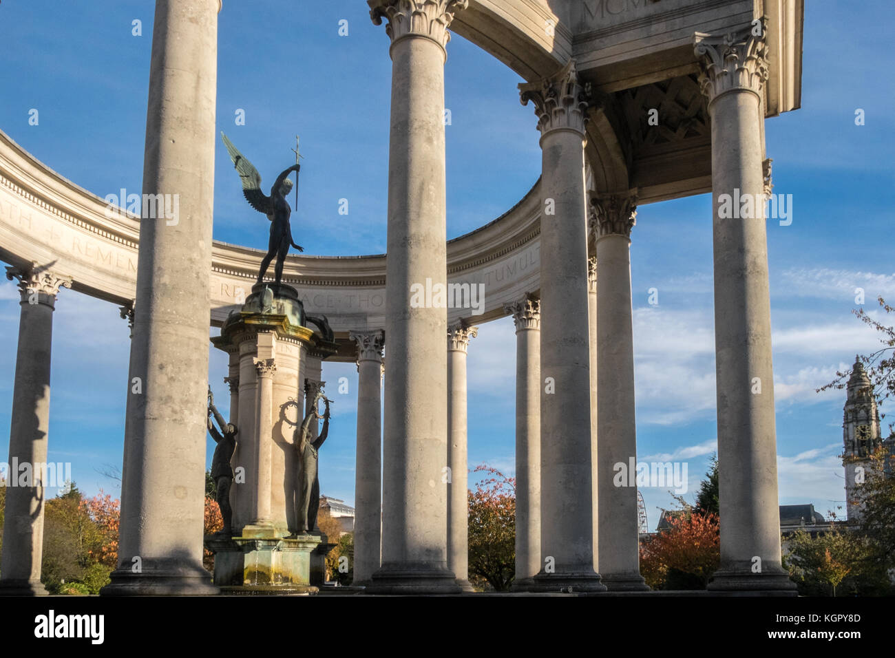 The Welsh National War Memorial, a, circular, structure, of,Portland ...