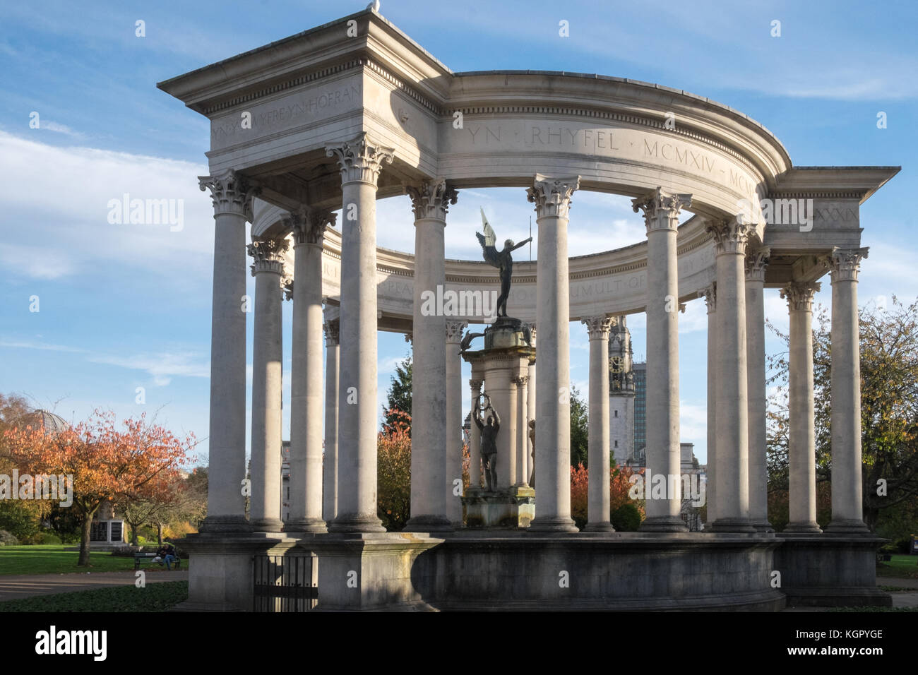 The Welsh National War Memorial, a, circular, structure, of,Portland ...