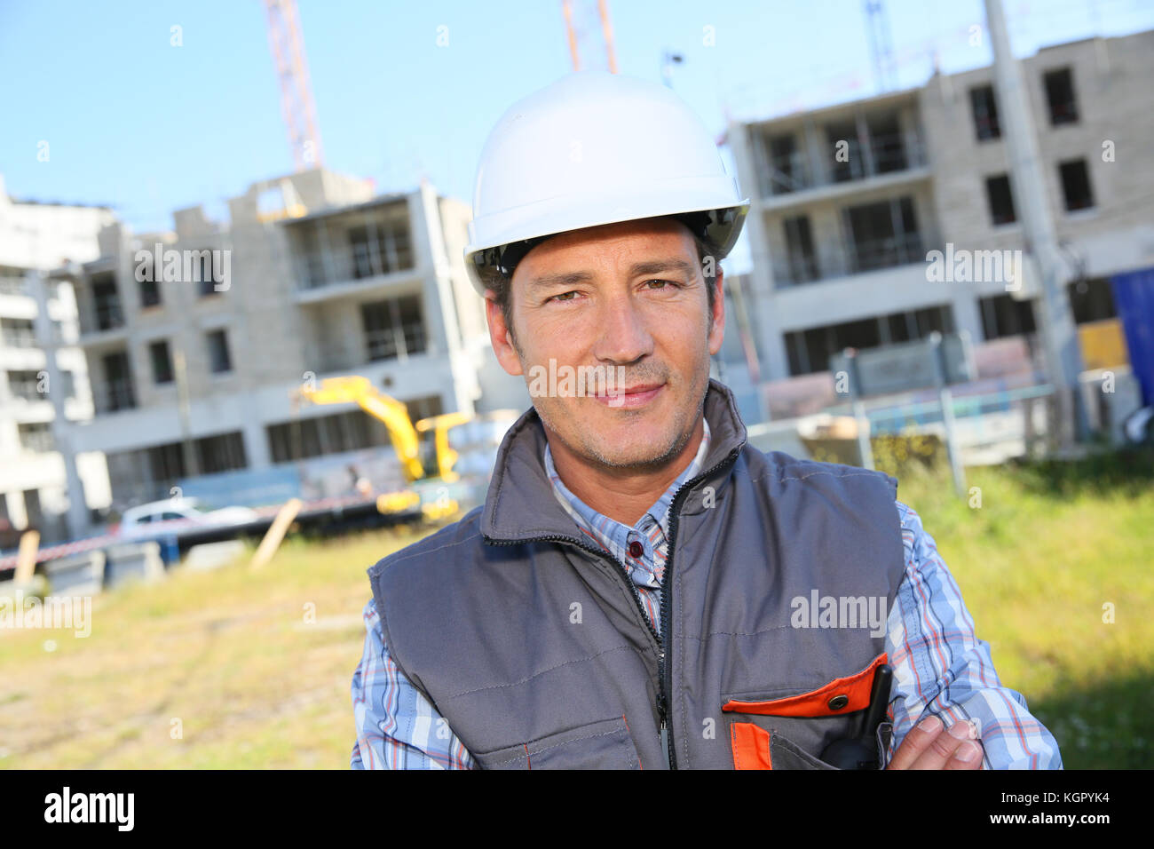 Portrait of entrepreneur on building site Stock Photo - Alamy
