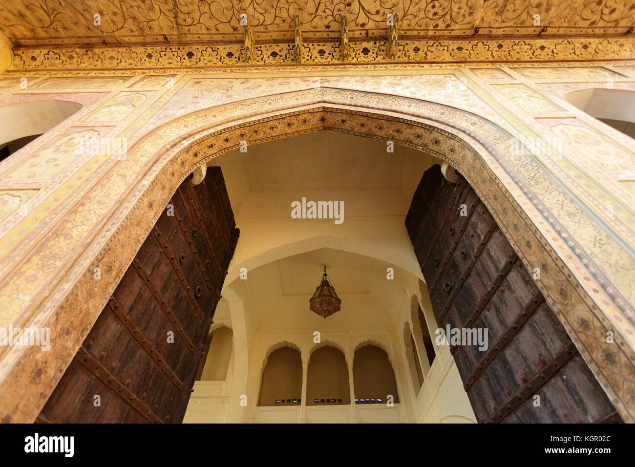 Beautifully decorated entrance gate, Amer fort, Rajasthan, India Stock ...