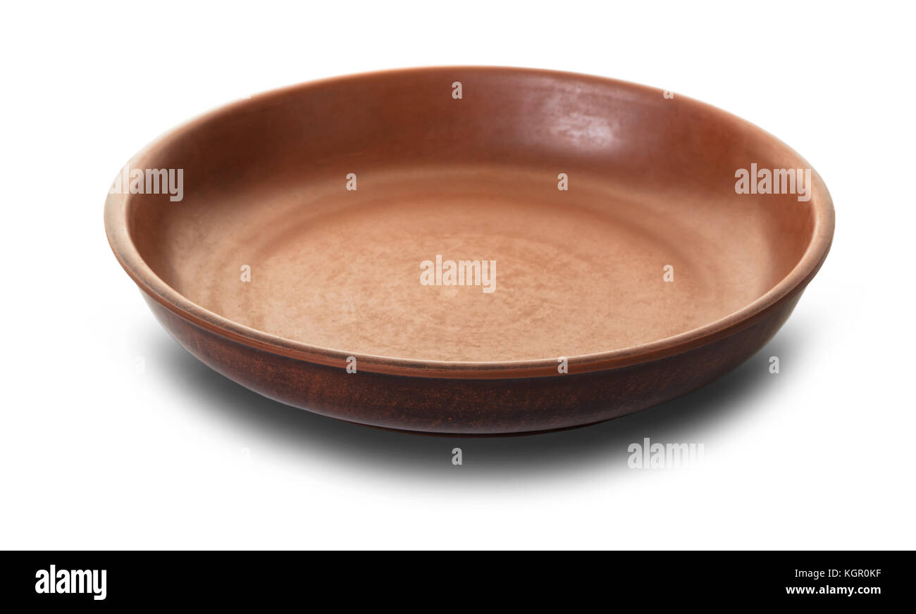 New empty round plate on white isolated background Stock Photo - Alamy