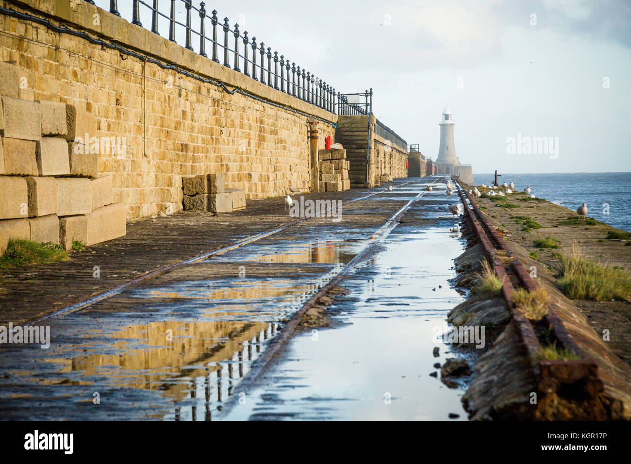Tynemouth pier lighthouse newcastle hi-res stock photography and images ...