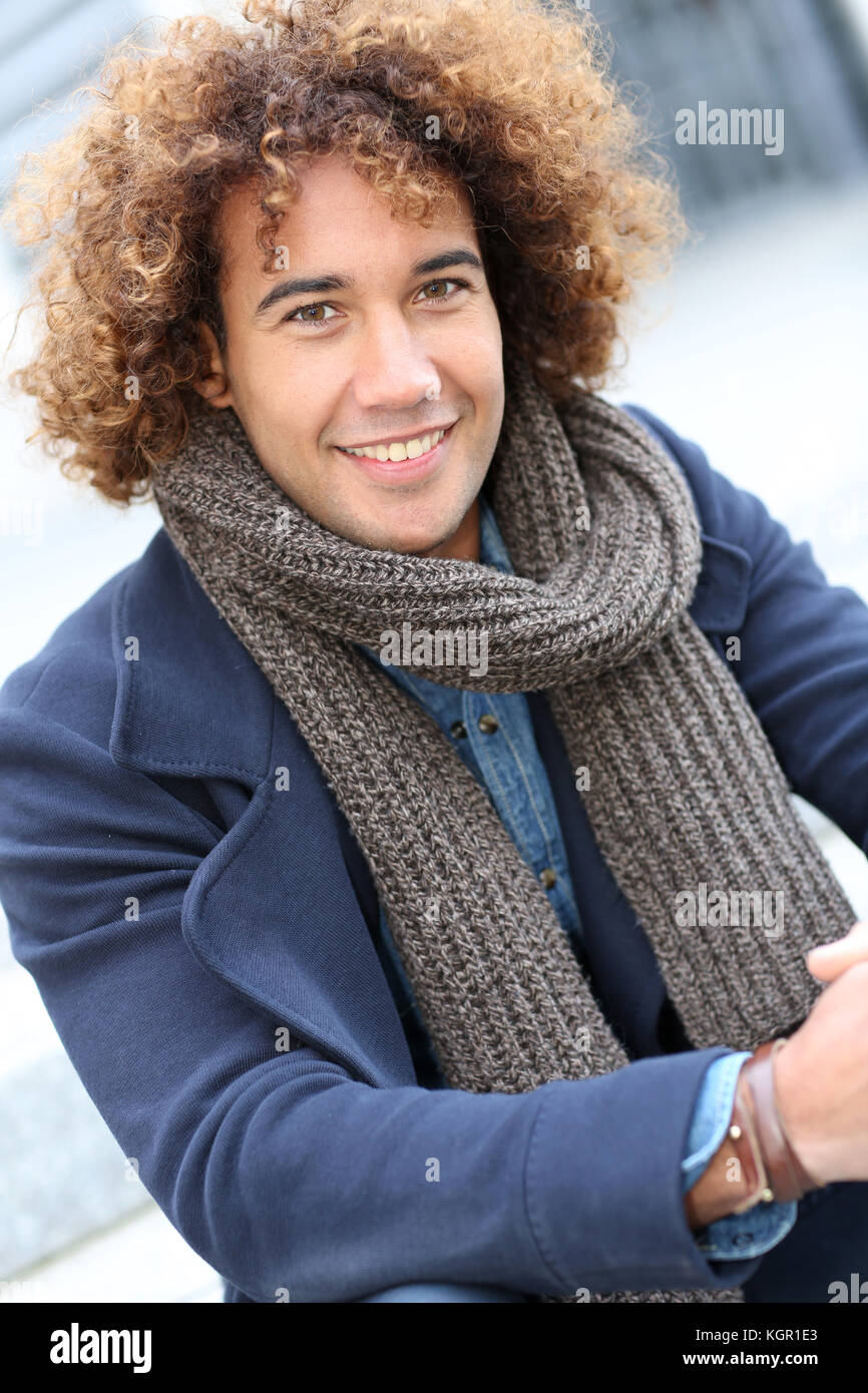 Handsome mixed-raced guy in city street Stock Photo - Alamy