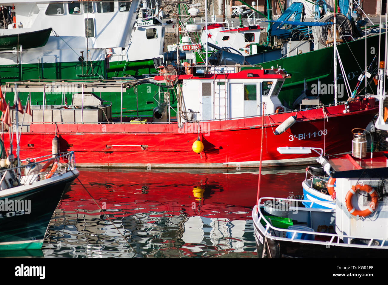 Red Fishing Boat Stock Photo - Alamy
