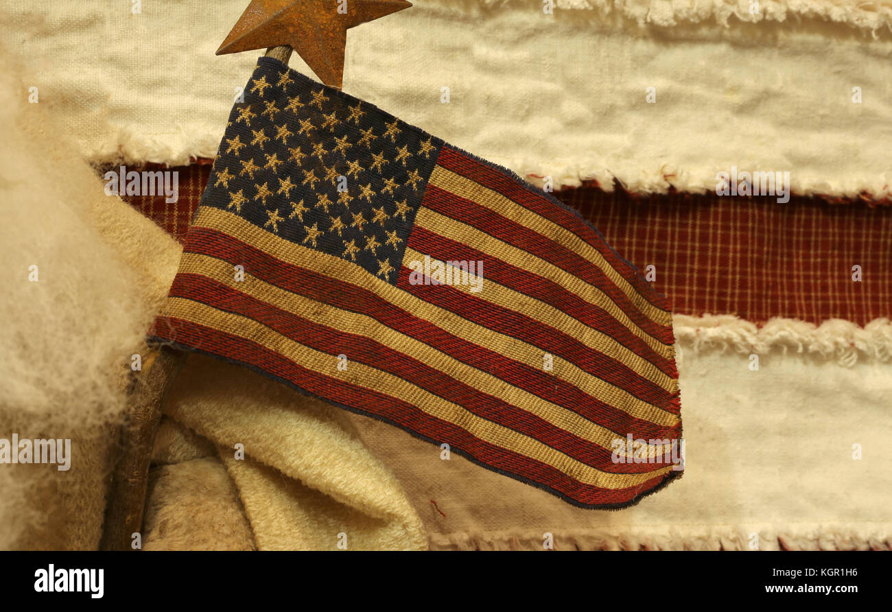 big American flag with vintage background and antique colors Stock ...