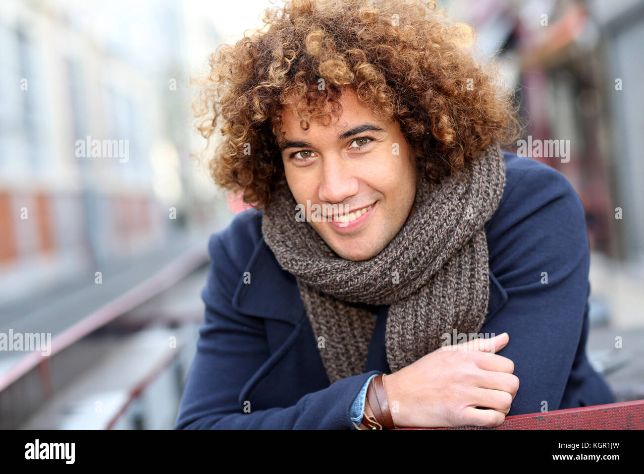 Handsome mixed-raced guy in city street Stock Photo - Alamy