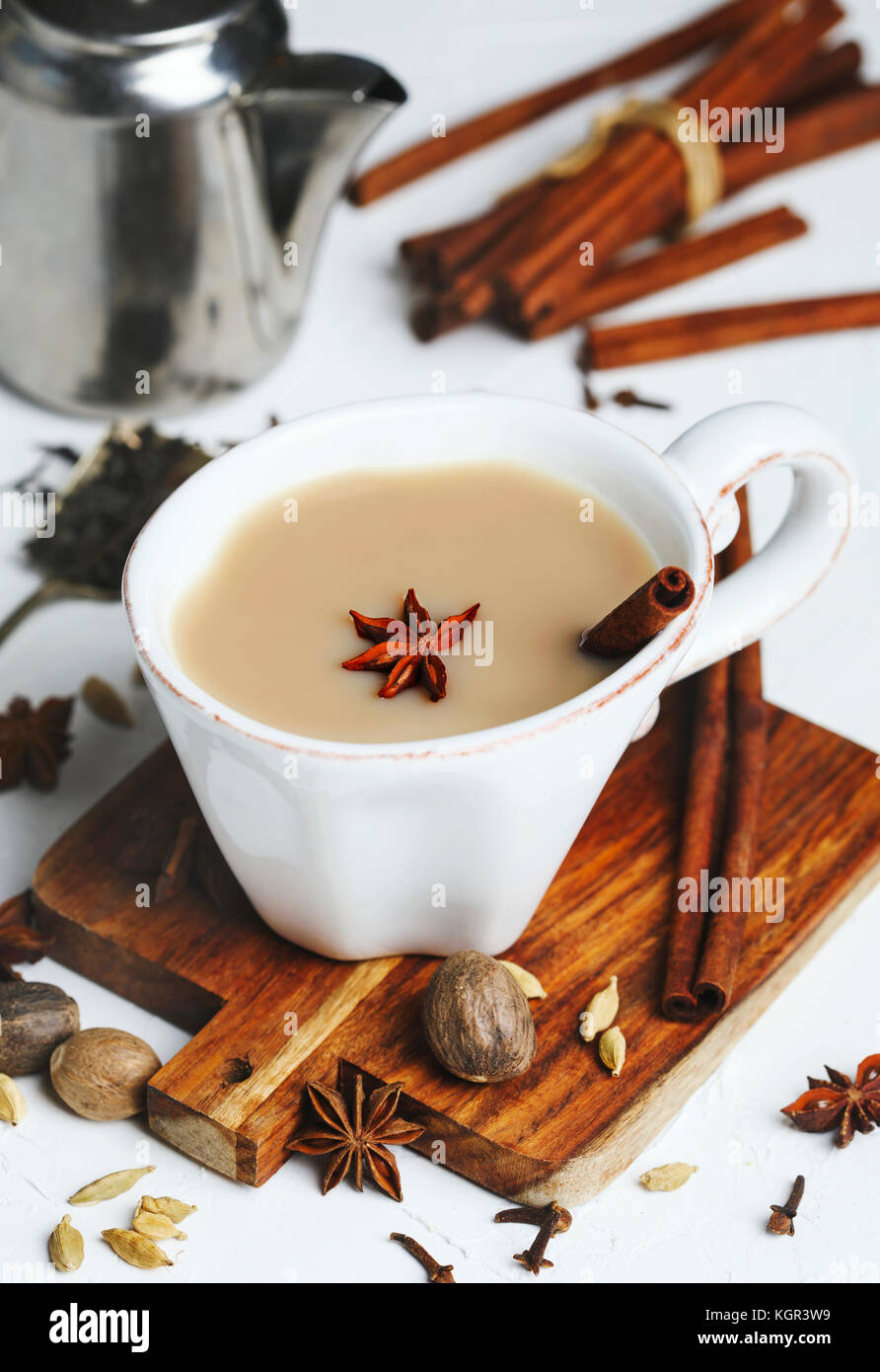 Traditional indian masala chai tea with spices Stock Photo - Alamy