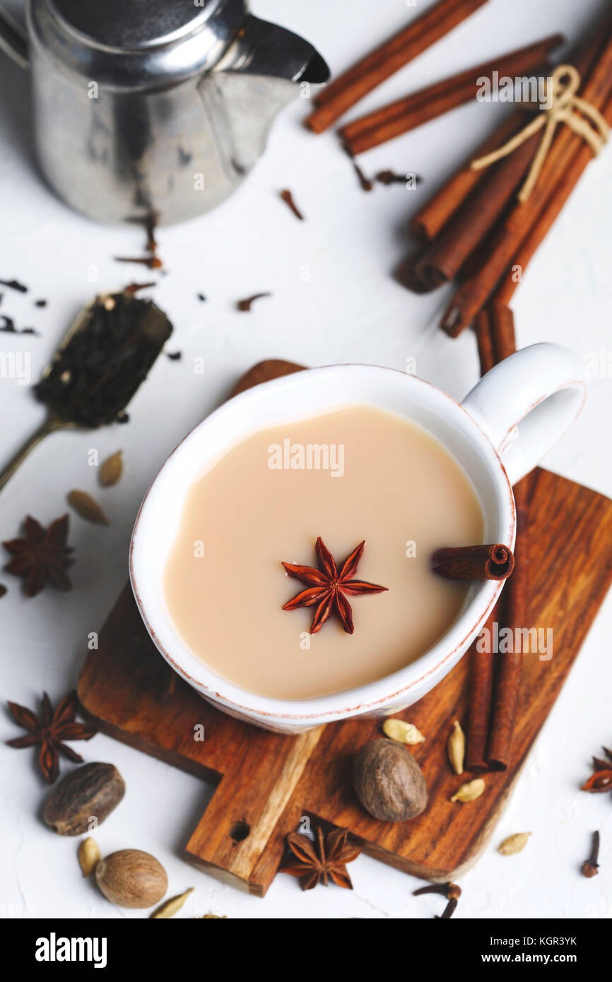 Traditional indian masala chai tea with spices Stock Photo - Alamy