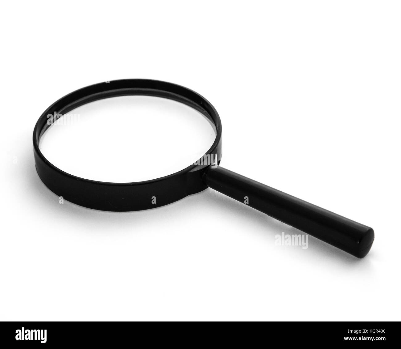 Businessman magnifying glass isolated Black and White Stock Photos ...