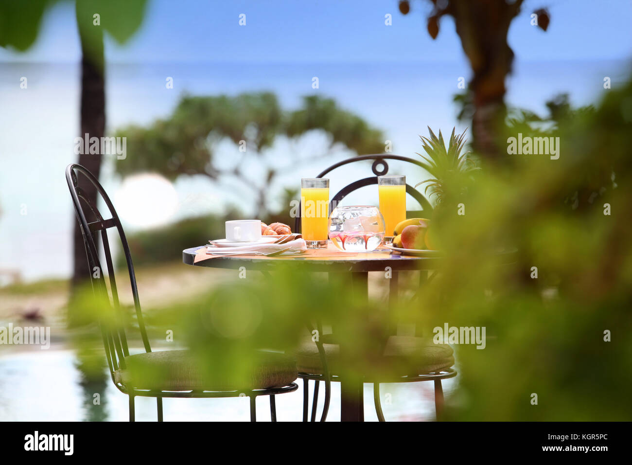 View of breakfast table in resort restaurant Stock Photo - Alamy
