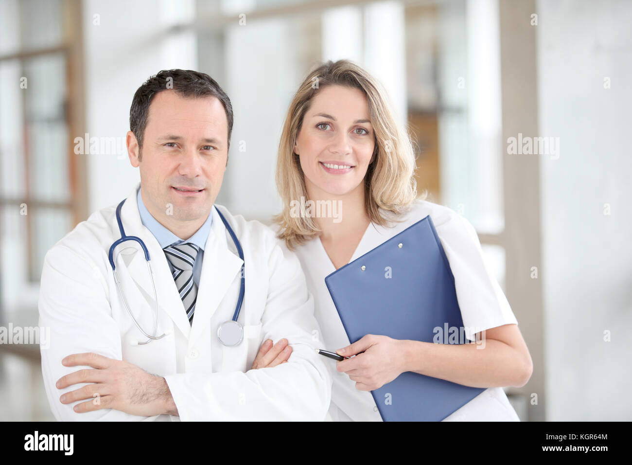 Portrait of medical people standing in hospital Stock Photo - Alamy