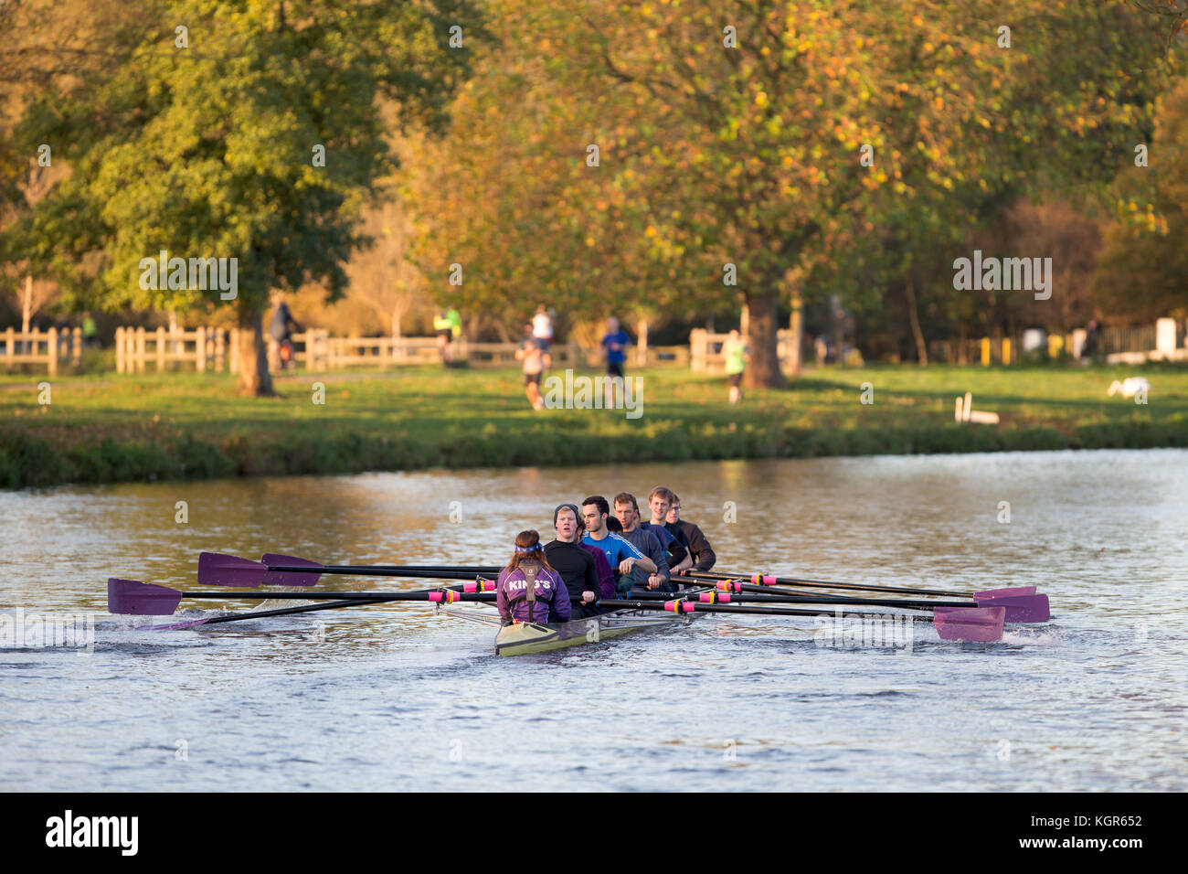 Cambridge University students rowing on the River Cam in Cambridge at ...