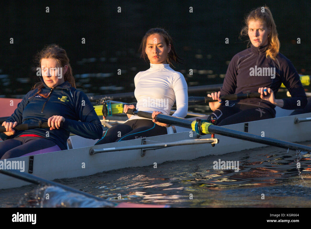 Cambridge University students rowing on the River Cam in Cambridge at ...