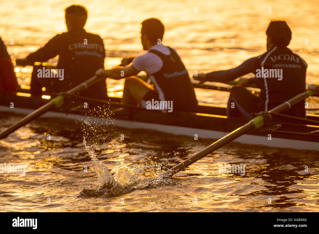 Cambridge University students rowing on the River Cam in Cambridge at ...